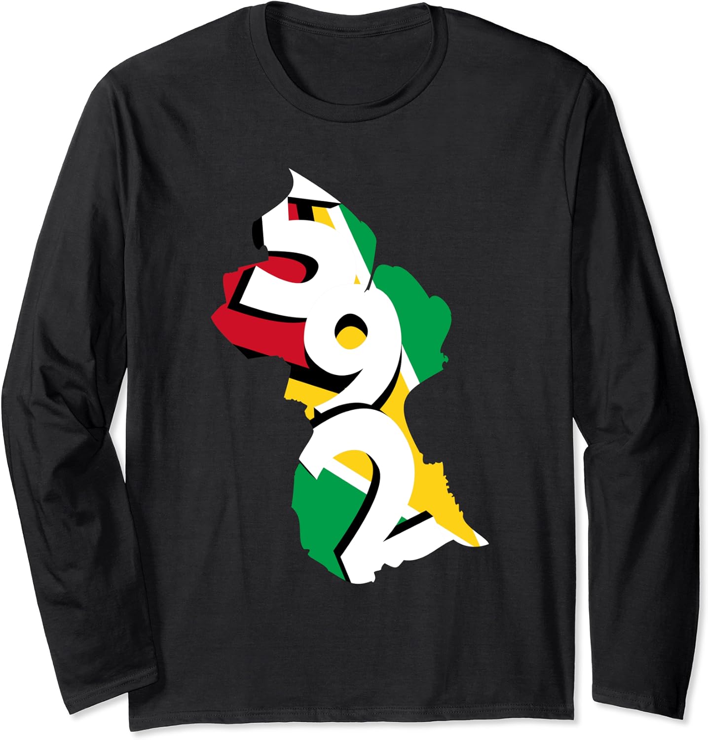 592 Area Code Patriotic Guyana Map And Flag Themed Long Sleeve T Shirt 592-area-code-patriotic-guyana-map-and-flag-themed-long-sleeve-t-shirt